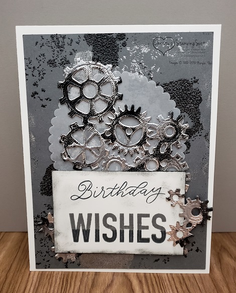 Gray Gears Birthday Wishes Card - Christy's Stamping Spot