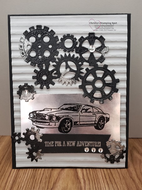 Basic Black Geared Up Garage Gear Card - Christy's Stamping Spot