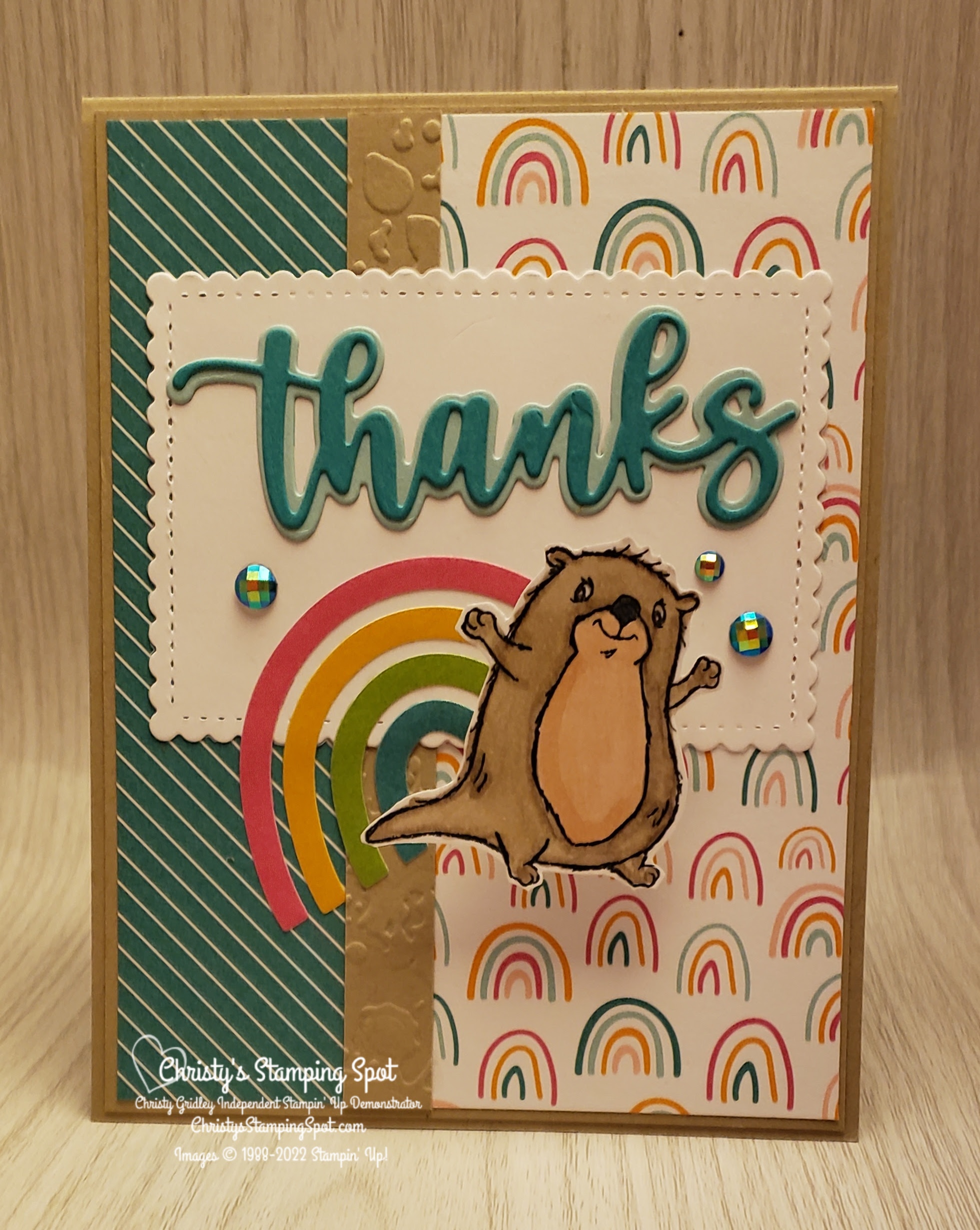 Otter & Rainbow Thanks January 2022 Blog Hop Card - Christy's Stamping Spot