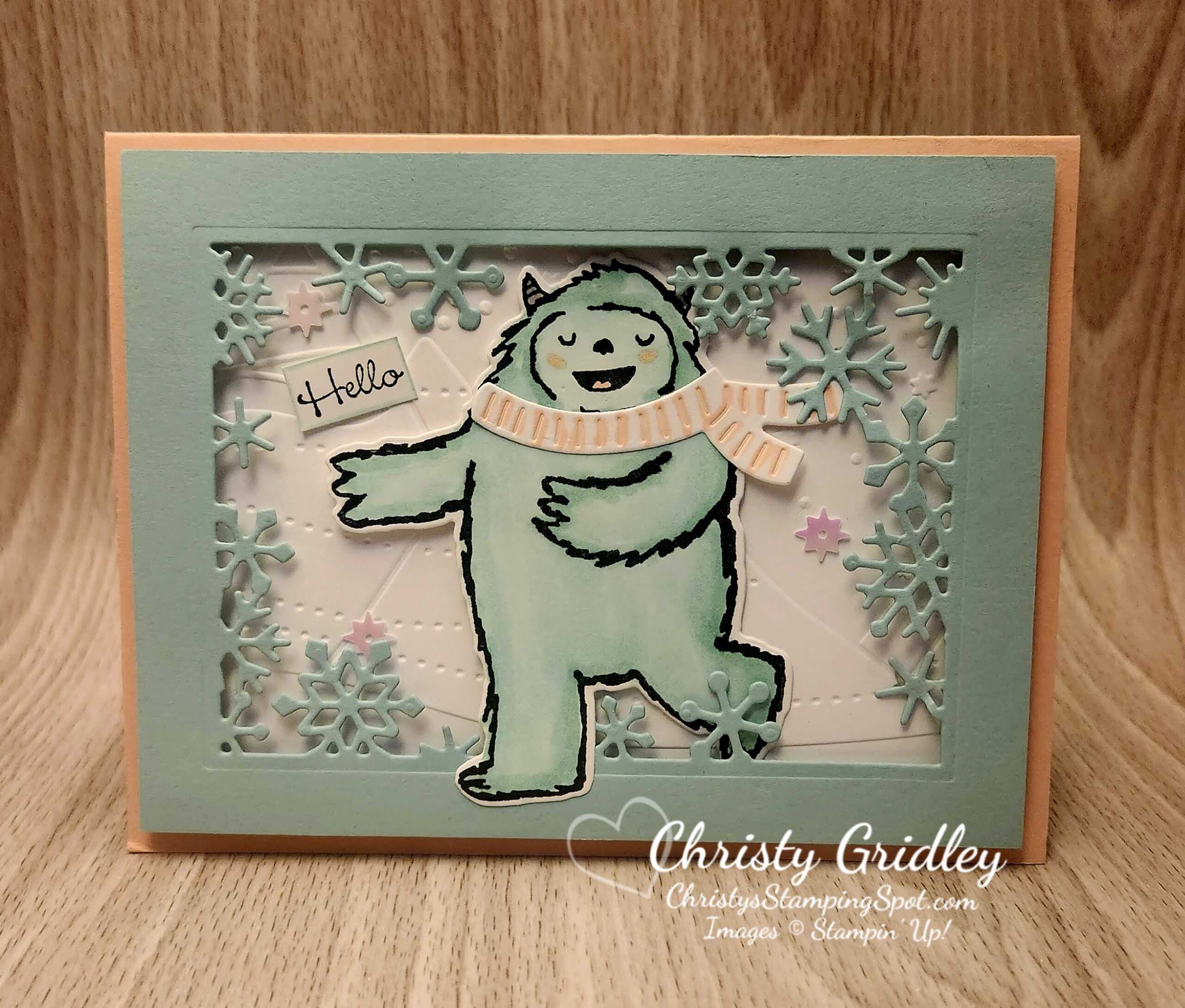 Hello Yeti To Party Christmas Card - Christy's Stamping Spot