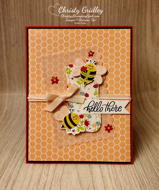 Bee Mine DSP Hello There Card - Christy's Stamping Spot