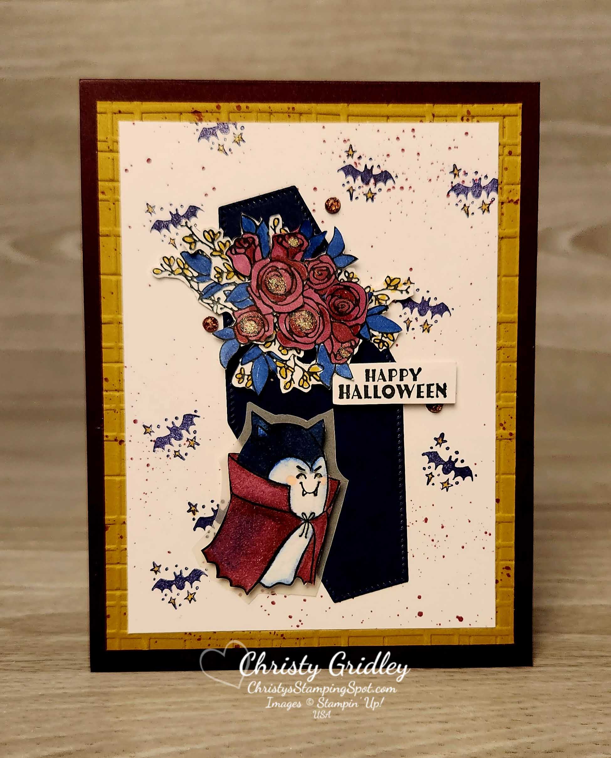 Playful Ghosts Vampire Halloween Card - Christy's Stamping Spot
